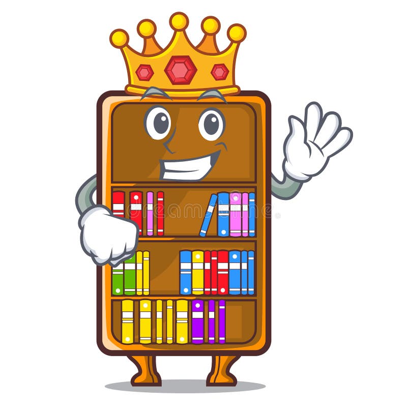King Cartoon Bookcase in the Study Room Stock Vector - Illustration of ...