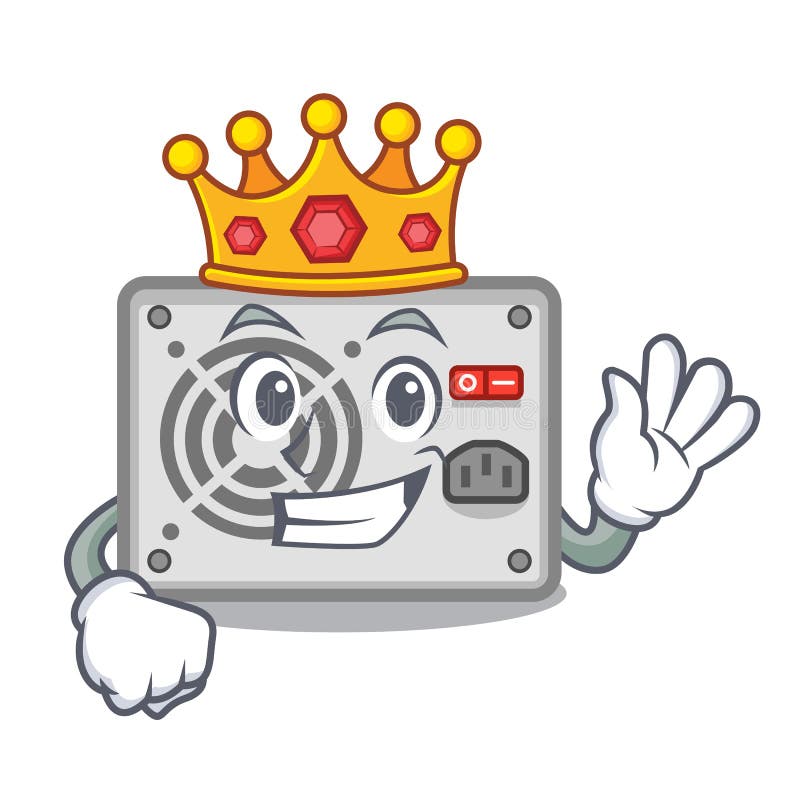 King Cartoon Power Supply on the Computer Stock Vector - Illustration ...