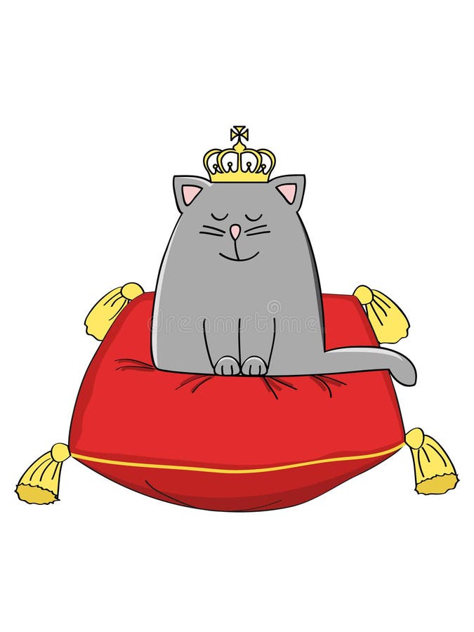 Cute Cat Wearing King Crown Stock Vector - Illustration of poster ...
