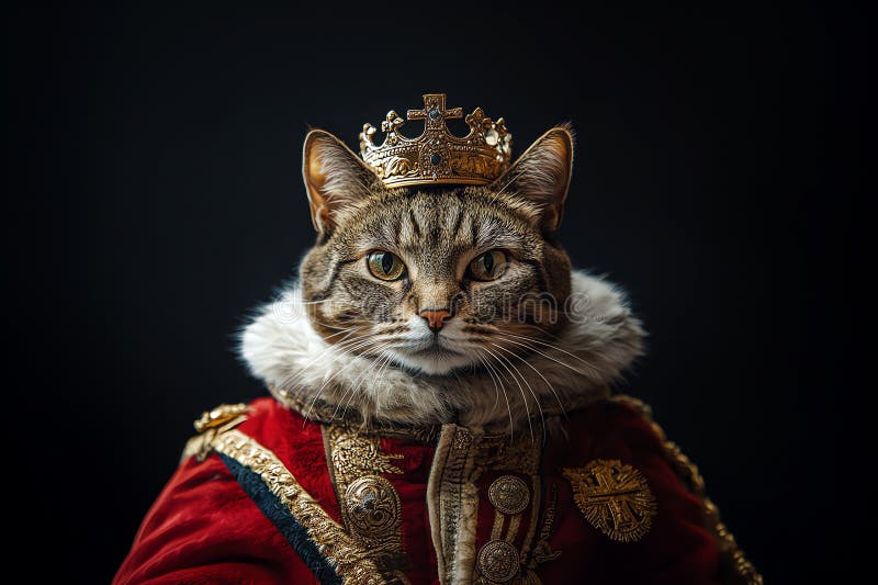 King cat, AI generated stock illustration. Illustration of head - 349260130