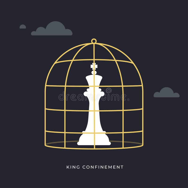 A King Chess Piece in a Golden Cage. Isolated Vector Illustration Stock ...