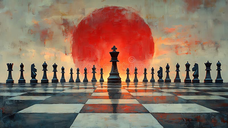 King Chess Piece Sunset Strategy Game Board Stock Illustration ...