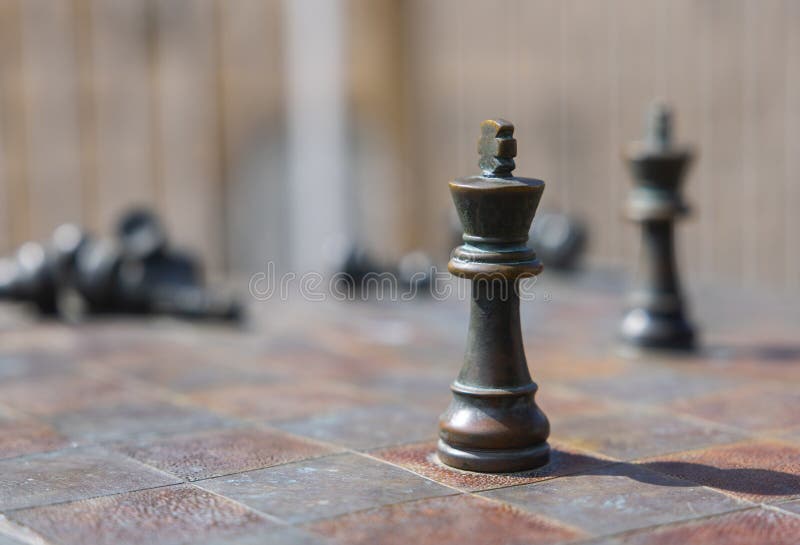 King on a Chessboard with Shallow Depth of Field Stock Image - Image of ...
