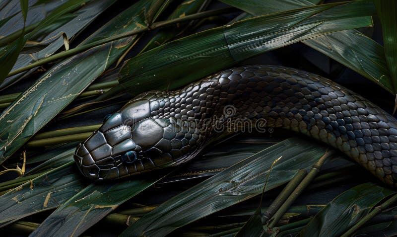 King Cobra on Bamboo Leaves Stock Image - Image of summer, tree: 319955357