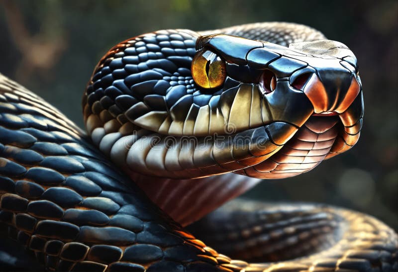 King Cobra Snake in Natural Habitat. Close Up Portrait Stock ...
