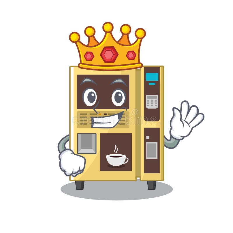 King Coffee Vending Machine in the Cartoon Stock Vector - Illustration ...