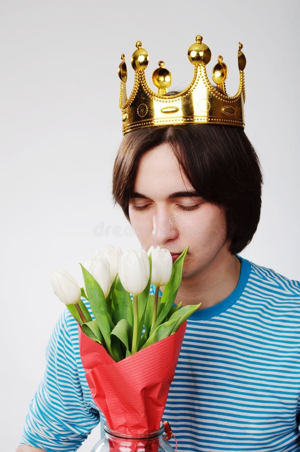 King with Crown and Flowers Stock Photo - Image of king, tulips: 29668130