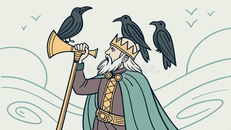 King with Crows Gothic, Dark Royalty and Fantasy Character Vector ...