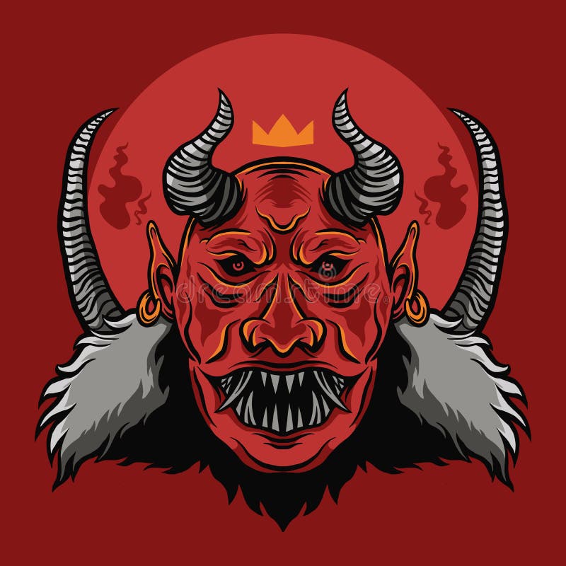 King of Devil Head with Horn Vector Illustration Stock Vector ...