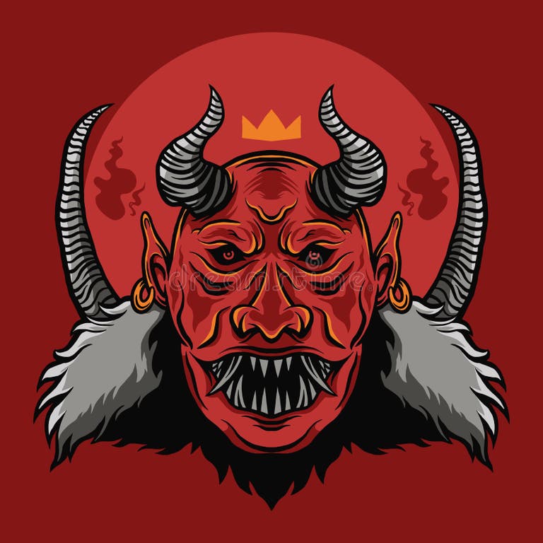 King of Devil Head with Horn Vector Illustration Stock Vector ...