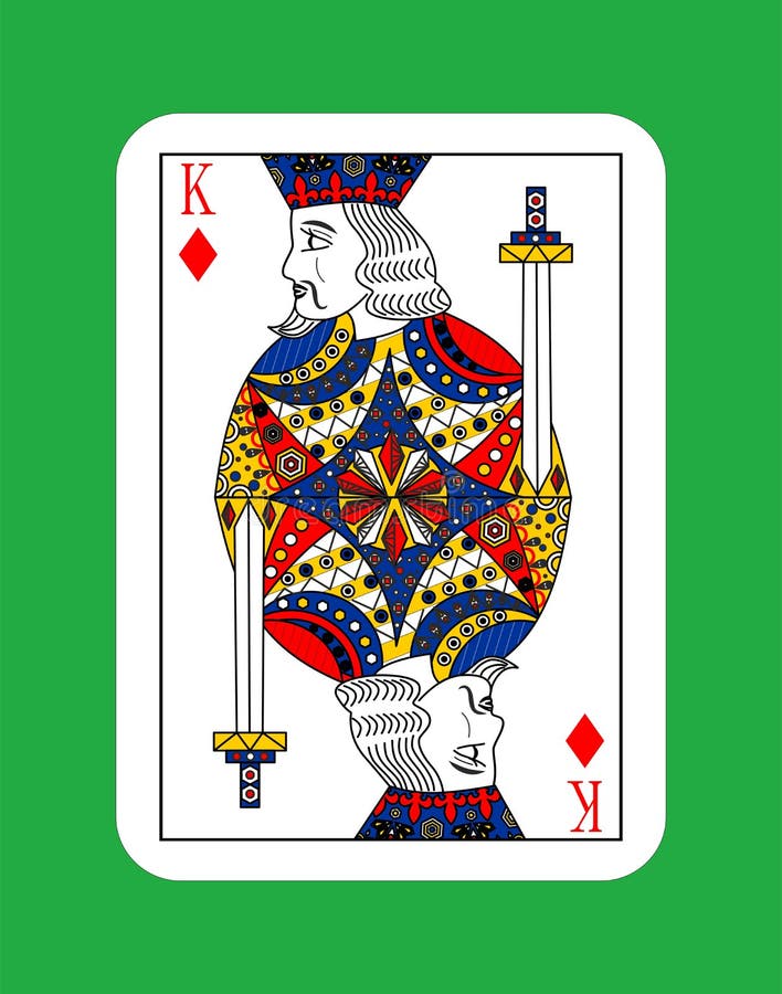 King Of Diamonds Playing Card. Unique Hand Drawn Pocker Card. One Of 52 ...