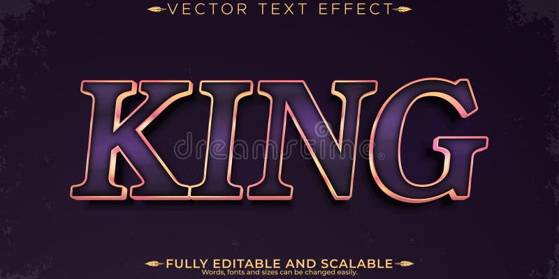King Editable Text Effect, Editable Royal and Crown Text Style Stock ...