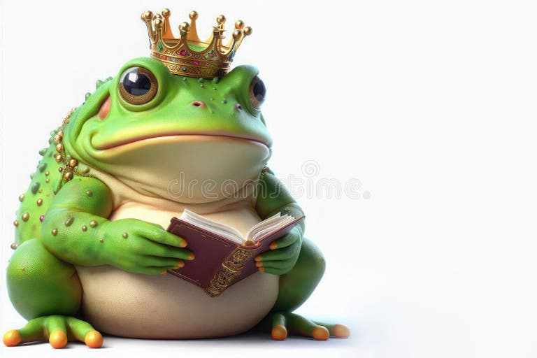 The King Frog is Reading a Book about His Kingdom. Space for Text ...