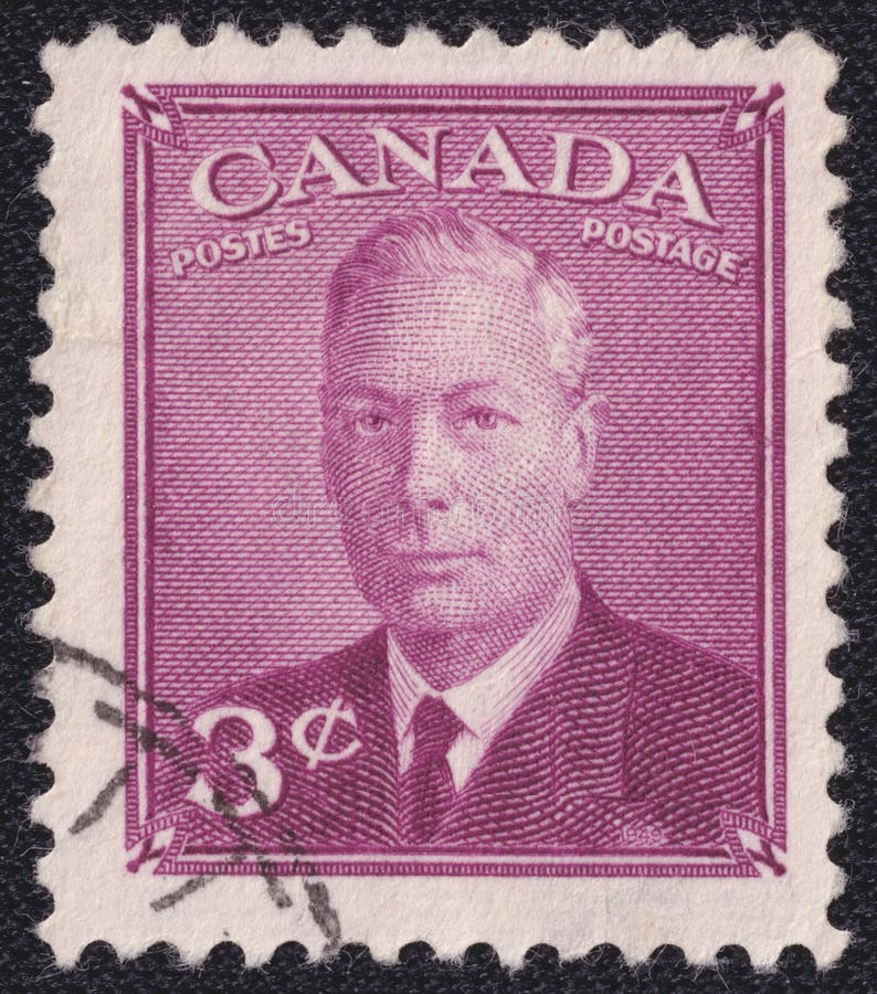 King George VI on a 1949 Canada Postage Stamp Editorial Photography ...