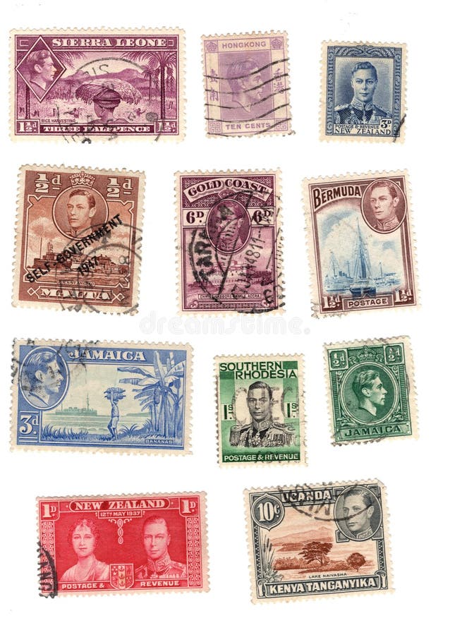 King George VI Postage Stamps from Around the World. Editorial ...