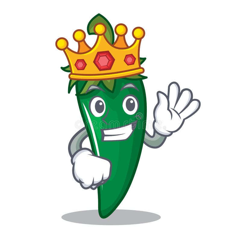 King Green Chili Character Cartoon Stock Vector - Illustration of ...