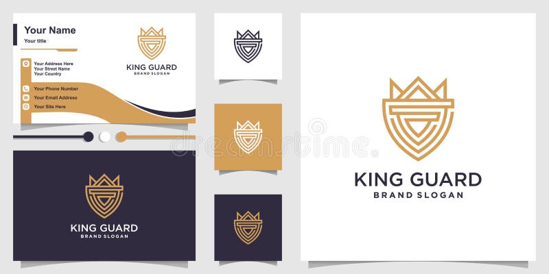 King Guard Logo with Creative Security Line Art Concept Premium Vector ...