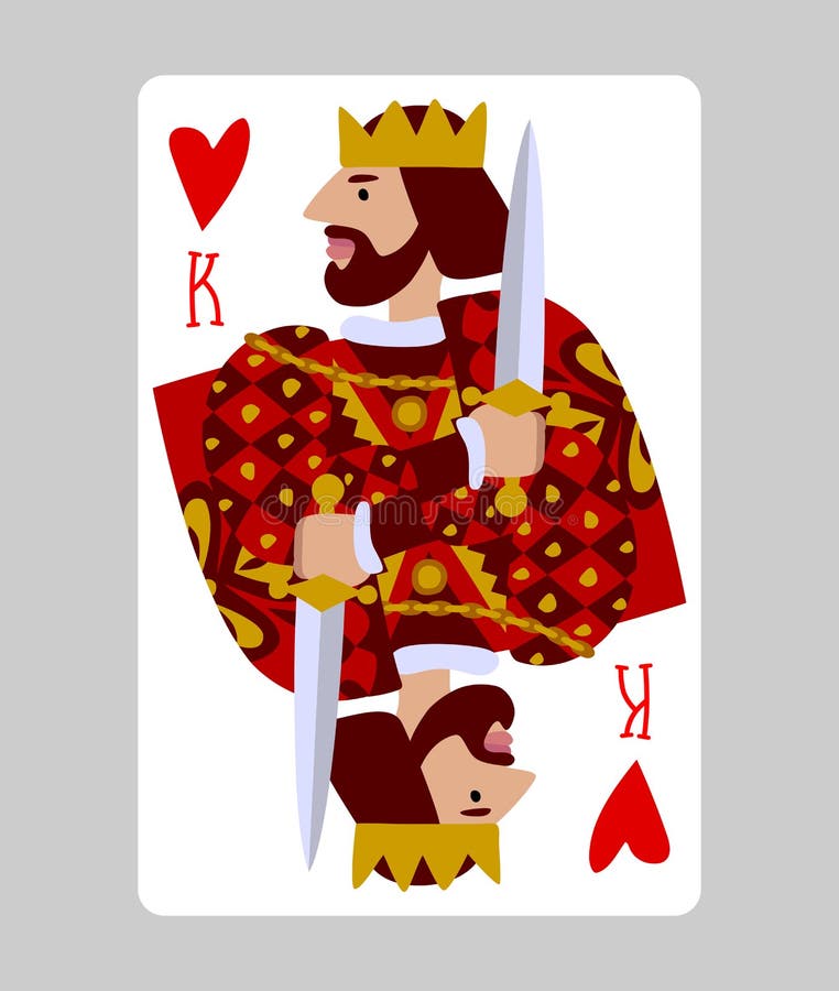 King of Hearts Playing Card in Funny Flat Modern Style Stock Vector ...