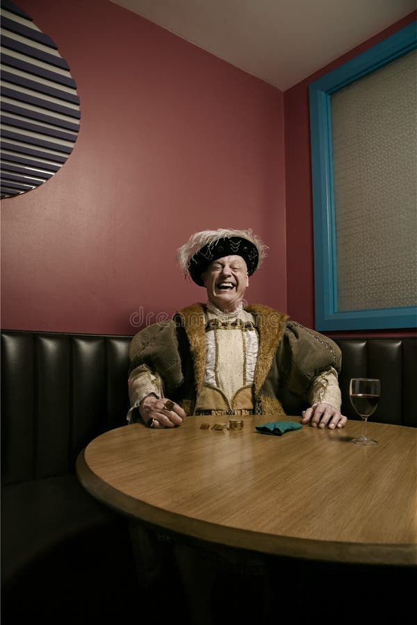 King Henry VIII Counting Money at Table Laughing Stock Photo - Image of ...