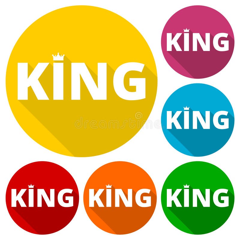 King Icons Set with Long Shadow Stock Vector - Illustration of font ...