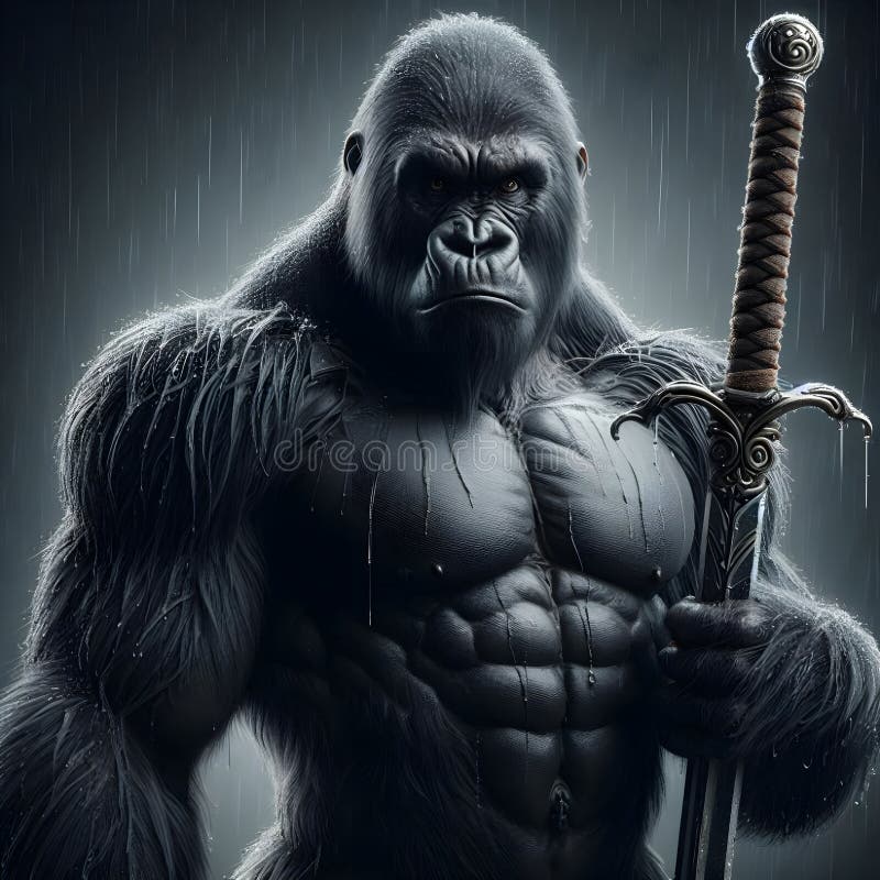 King of the Jungle: the Warrior Gorilla. Stock Illustration ...