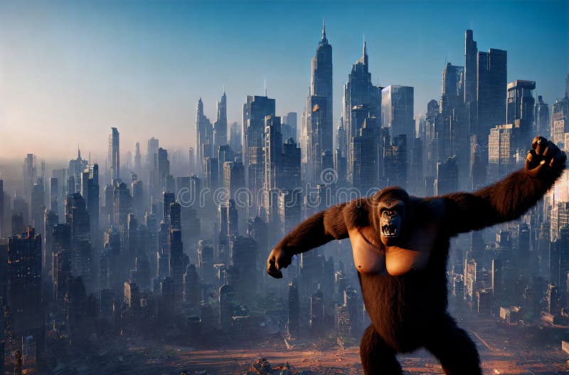 King Kong. Frightening Giant Monkey. Generative AI. Stock Illustration ...