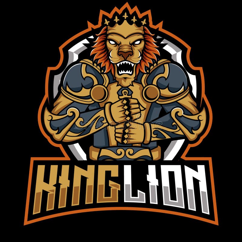 King Lion Knight Mascot Logo Stock Vector - Illustration of head ...