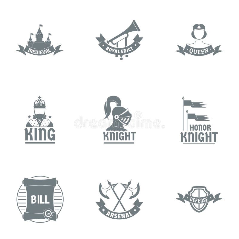 King Logo Set, Simple Style Stock Illustration - Illustration of ...