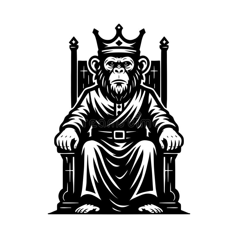 King Monkey SVG, Royal Monkey Vector, Monkey on Throne Clipart Stock ...