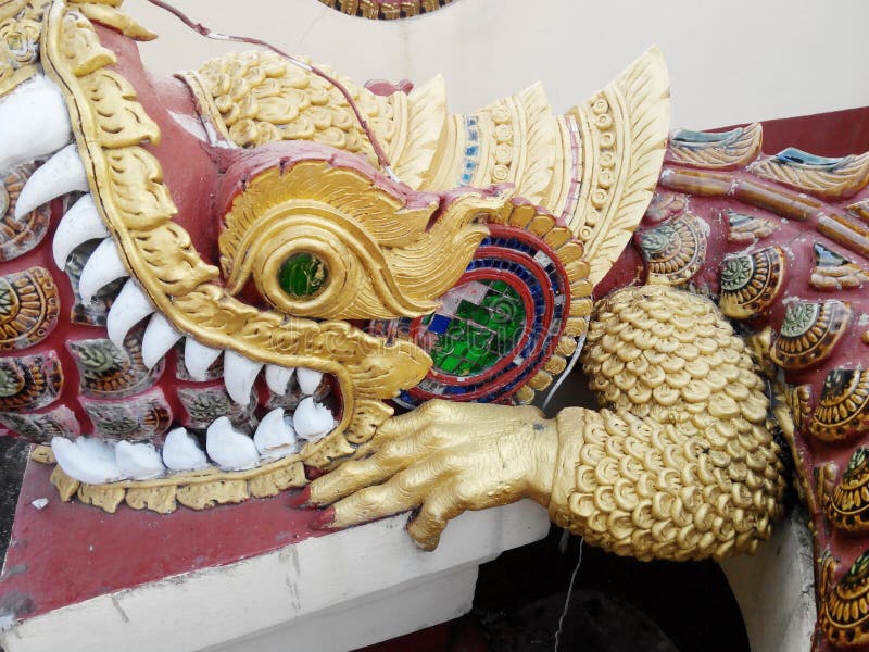 Giant Snake. Statue at Door Front Stock Photo - Image of huay, watchman ...