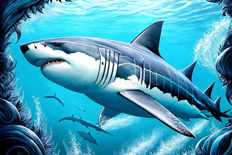 The King of the Ocean a Great White Shark Illustration.AI Generated ...