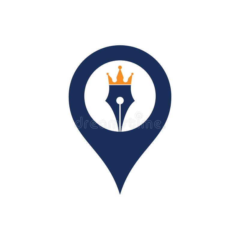 King Pen and Map Pin Shape Vector Logo Design. Stock Vector ...