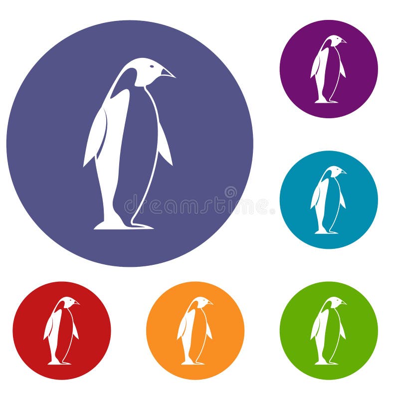 King penguin icons set stock vector. Illustration of animal - 96431478