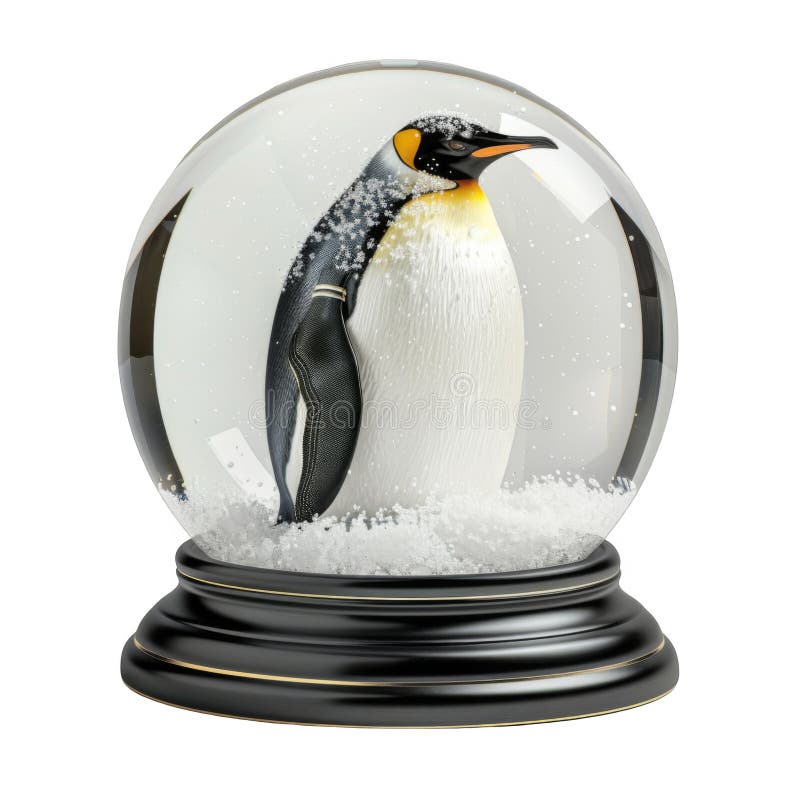 A King Penguin Inside a Snow Globe with Faux Snow Stock Image ...