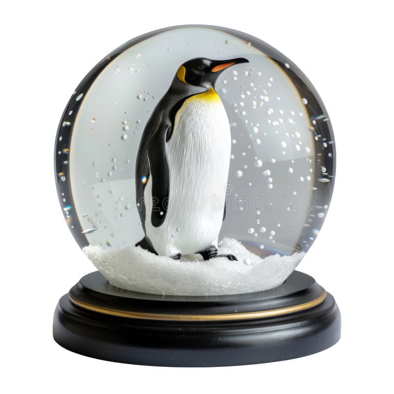 A King Penguin Standing in a Snow Globe Stock Illustration ...