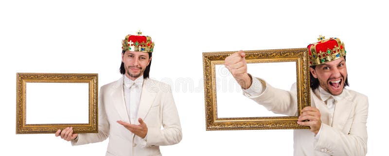King with Picture Frame on White Stock Image - Image of frame, crown ...