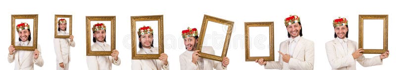 King with Picture Frame on White Stock Image - Image of formal ...