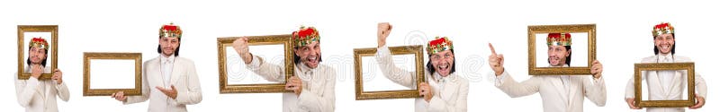 King with Picture Frame on White Stock Photo - Image of collage ...
