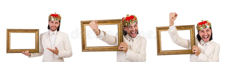 King with Picture Frame on White Stock Photo - Image of attractive ...