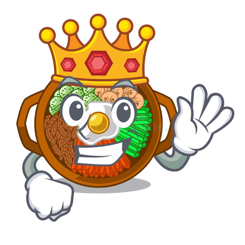 King Plate Containing Bibimbap Cartoon on Table Stock Vector ...