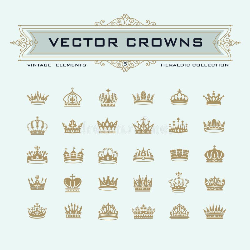 King and Queen Crowns Symbols Stock Vector - Illustration of heraldic ...