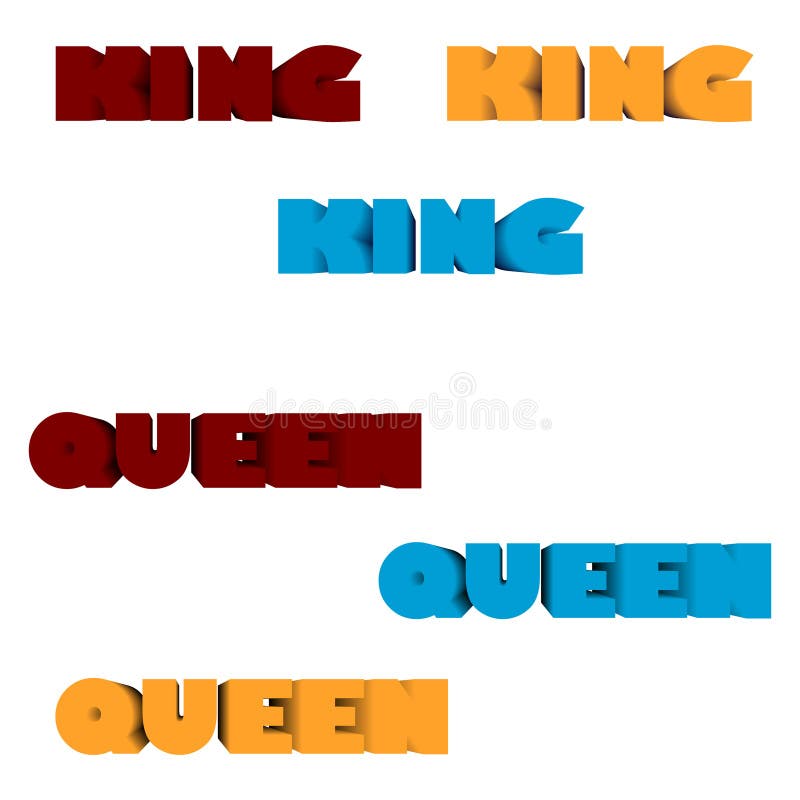 King and Queen 3d Text Effect Stock Vector - Illustration of throne ...