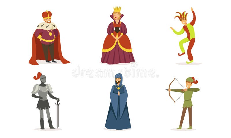 People of Different Classes in Medieval Clothes. Set of Vector ...