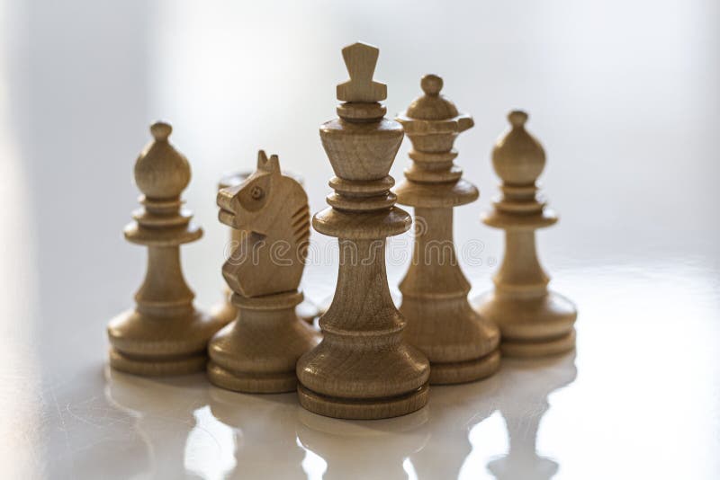 King Queen Knight Bishop Chess Pieces Stock Photo - Image of knight ...