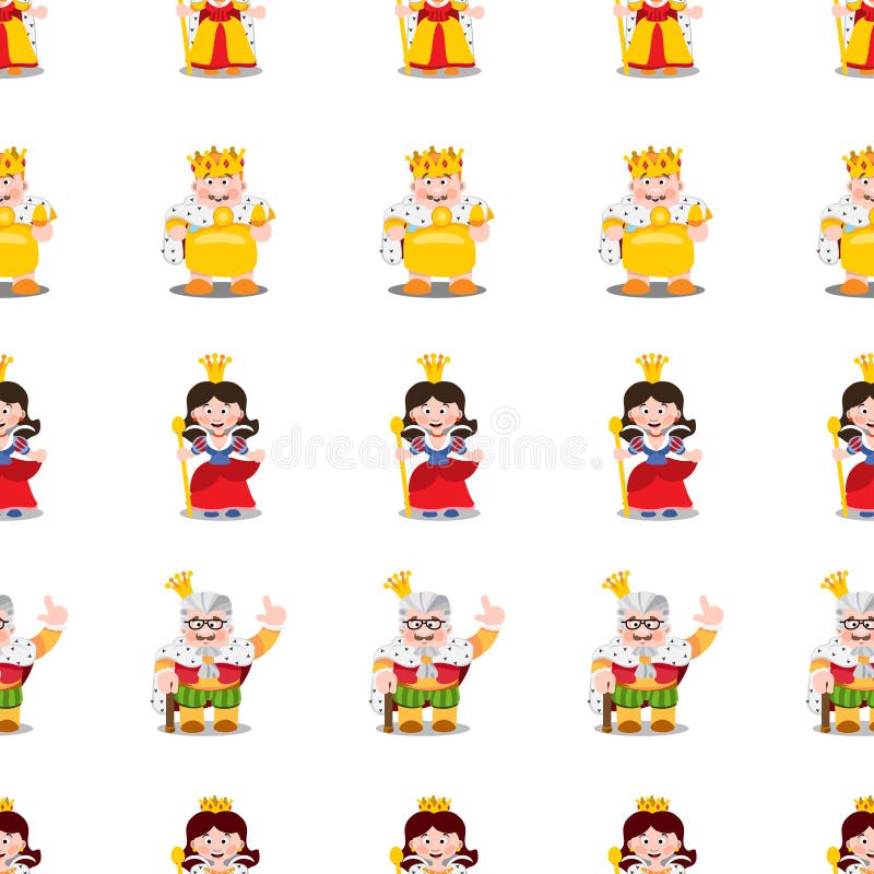 King and Queen Seamless Pattern Stock Illustration - Illustration of ...