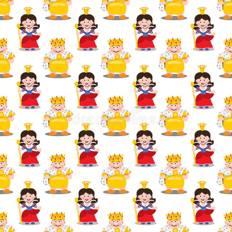 King and Queen Seamless Pattern Stock Illustration - Illustration of ...