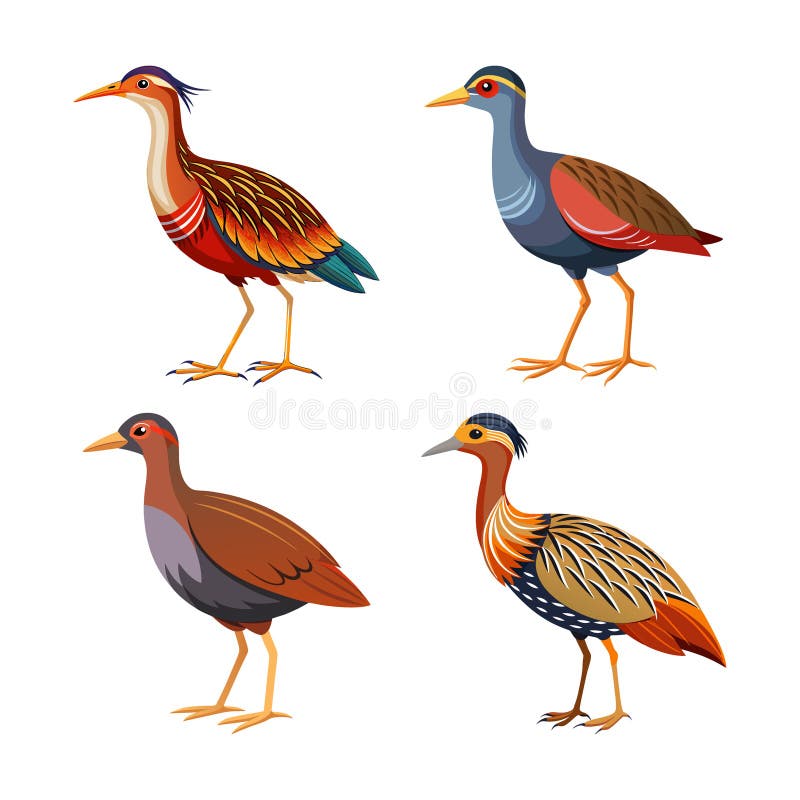 King Rail Bird Realistic Illustration Stock Vector - Illustration of ...