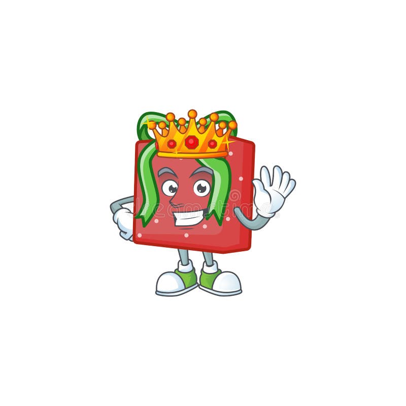 King of Red Gift Box on Cartoon Mascot Style Design Stock Vector ...
