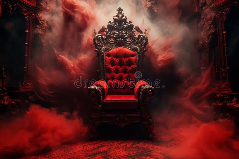 The King Red Throne Surrounded by a Red Smoky Background. Stock ...