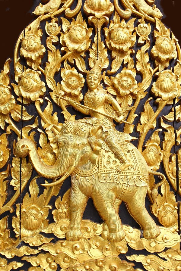 King Riding Elephant Handcraft Wall Stock Image - Image of texture ...